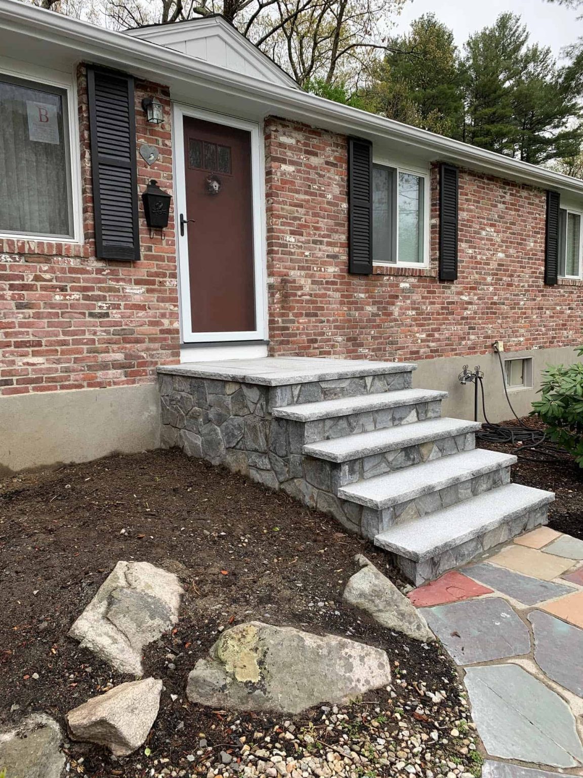 STEEL BAY MOSAIC THIN VENEER RISERS STEPS Arctic Granite Treads ...