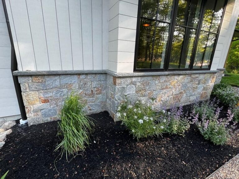 Newly Constructed Modern Farmhouse with Newport Mist Stone Veneer ...