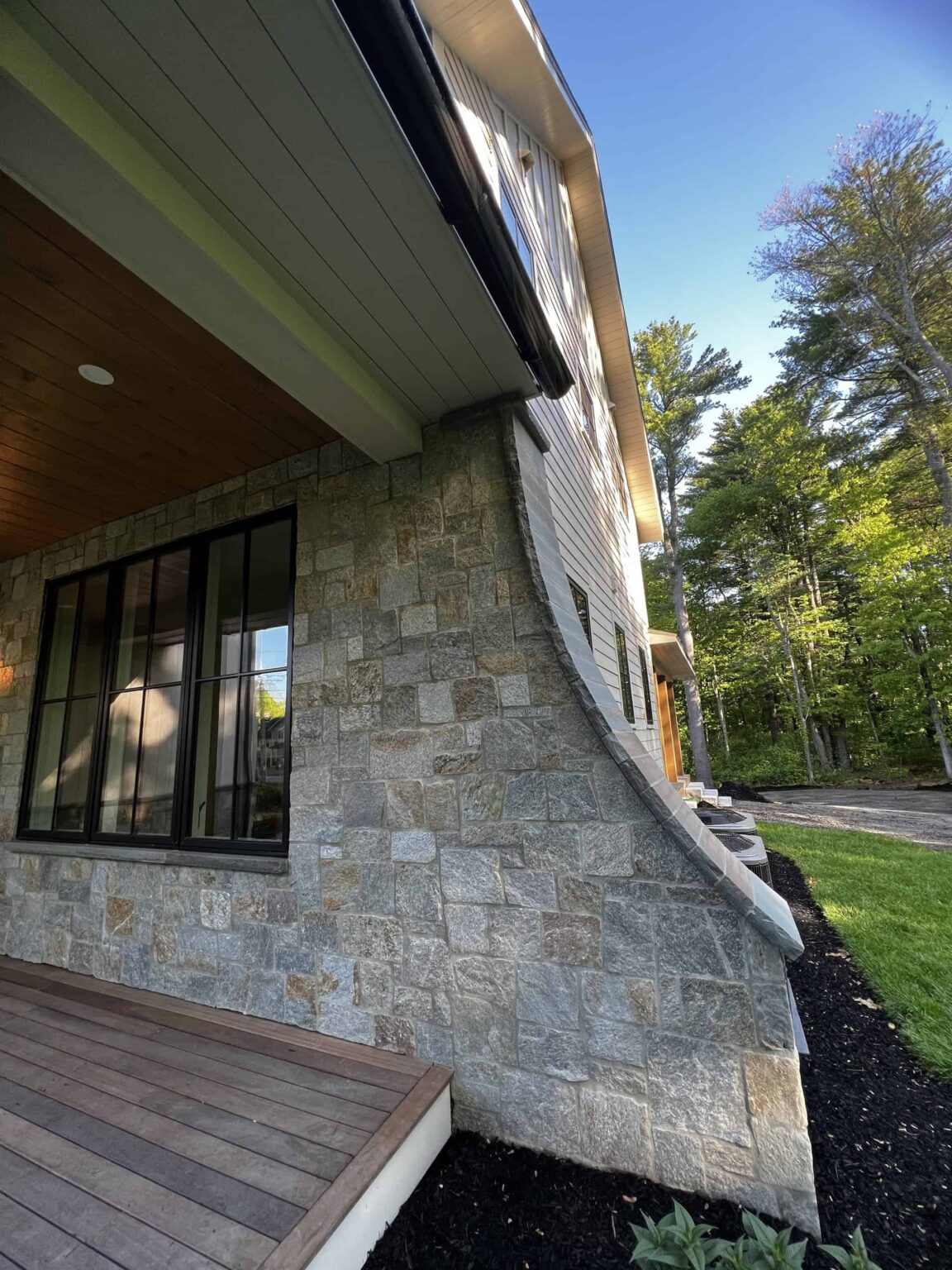 Newly Constructed Modern Farmhouse with Newport Mist Stone Veneer ...