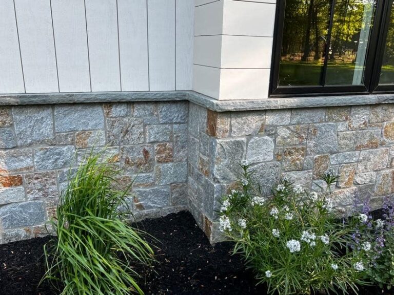 Newly Constructed Modern Farmhouse with Newport Mist Stone Veneer ...